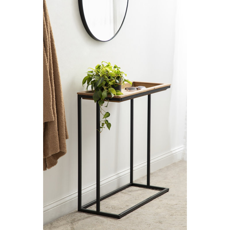 Fedorina Metal Console Table with Removable Tray
